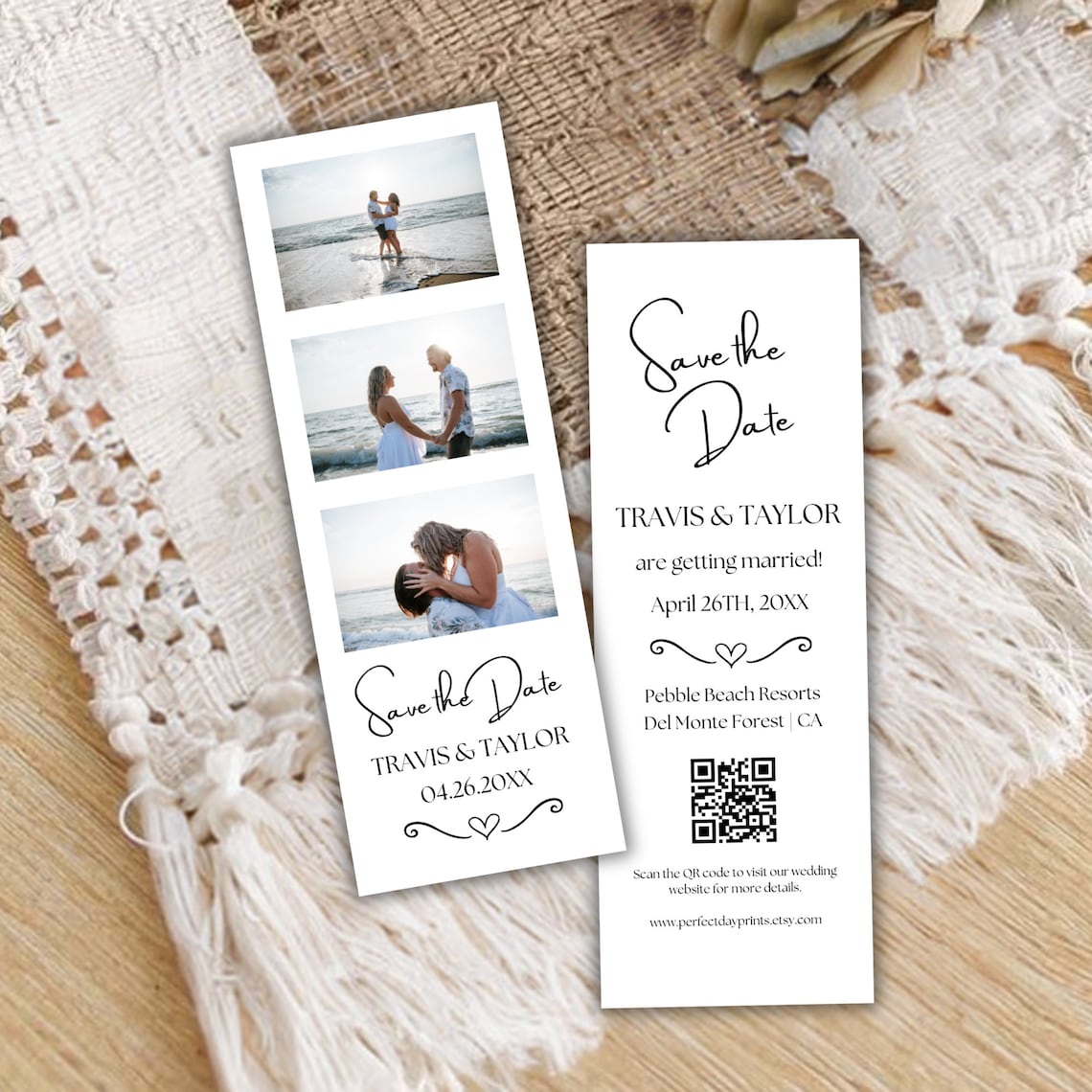 Save the Date Photo Booth Strip Template, Save the Date QR Code ...