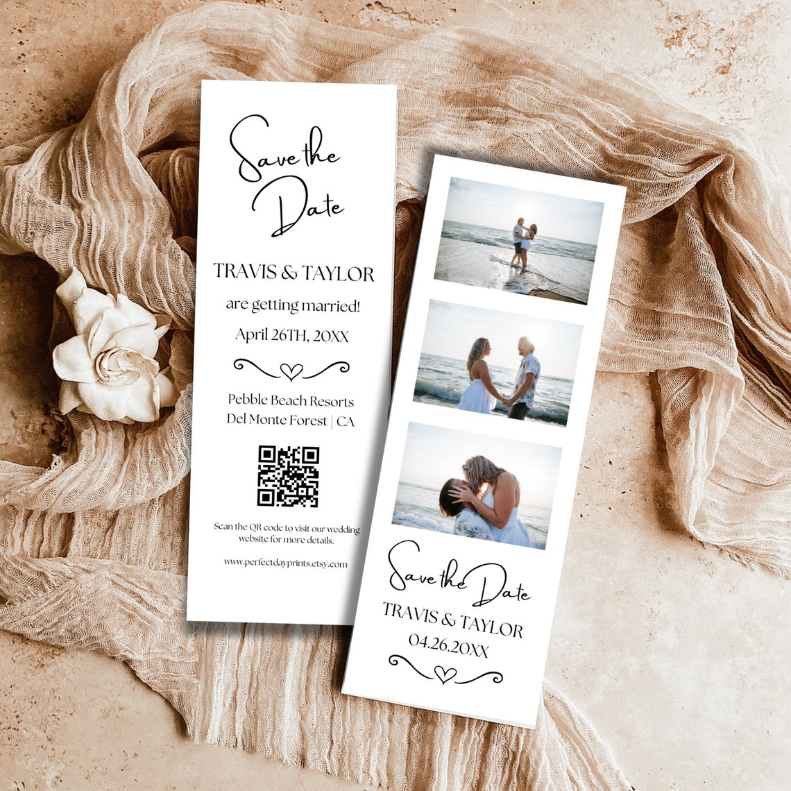 Save the Date Photo Booth Strip Template, Save the Date QR Code ...