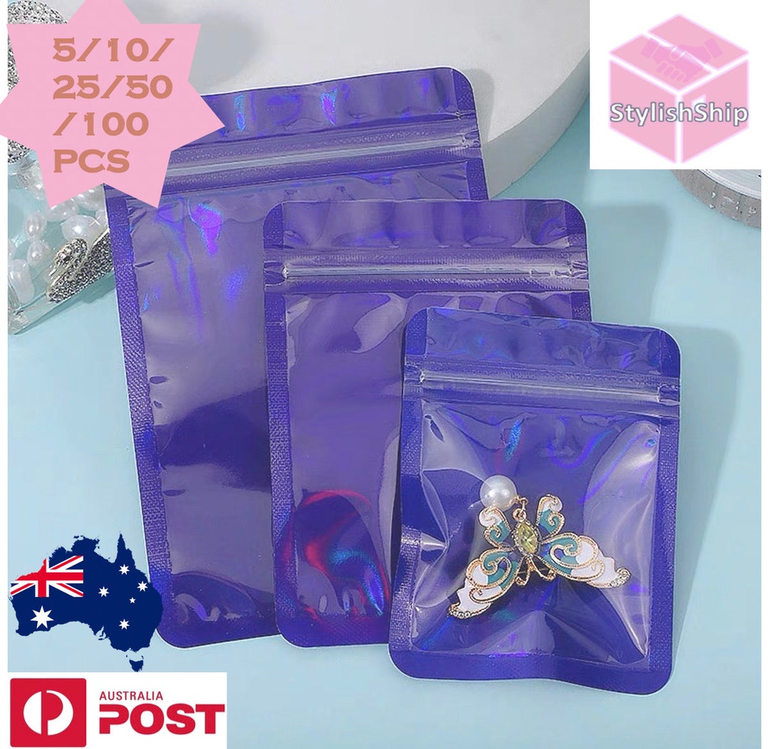 NEW Holographic Pouch With Hang Hole Laser Rainbow Clear Ziplock Bag ...