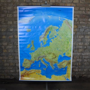 Early Satellite View of Europe: Original Vintage 1980s German Map ...