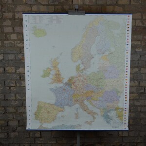 Large Highway Map of Europe: Original Vintage 1990s Educational Poster ...