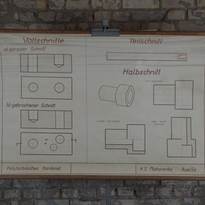 Cross-sections in Technical Drawings, Engineering: Original Vintage ...