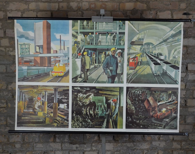 Hard Coal Mine Cutaway, Mid-century-illustration: Original Vintage ...