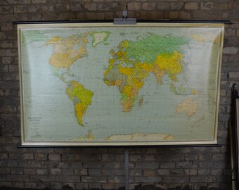 Antique Original World Map School - Etsy