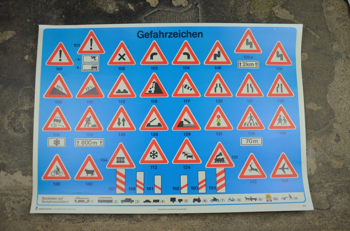1970s Danger Road Signs Autobahn Germany: Original Vintage - Etsy