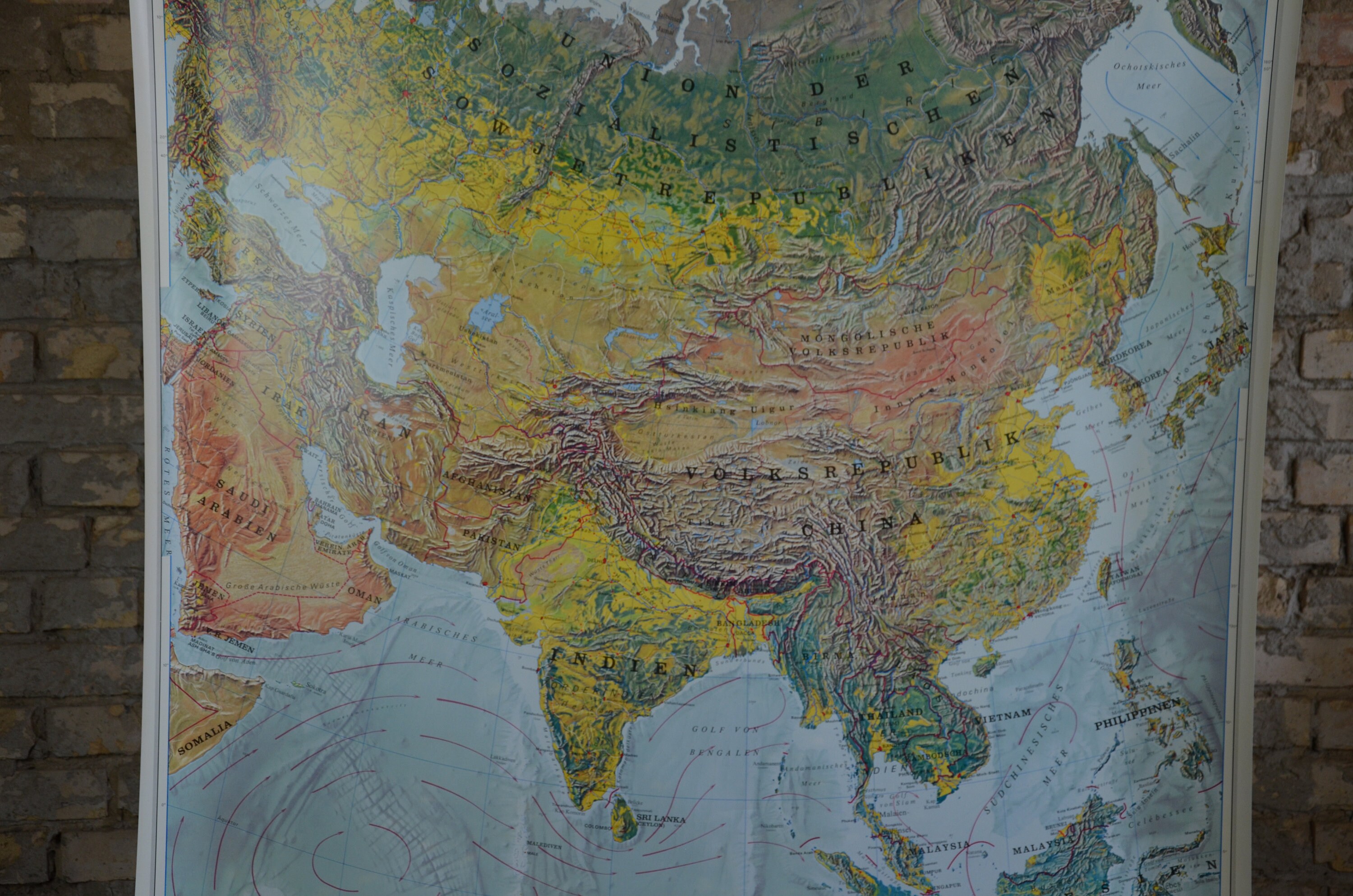 1980s School Map of Asia: Large Original Vintage German - Etsy