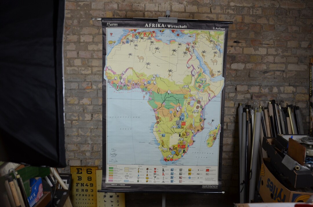 Africa, Large 1960s School Wall Map: Original Vintage German ...