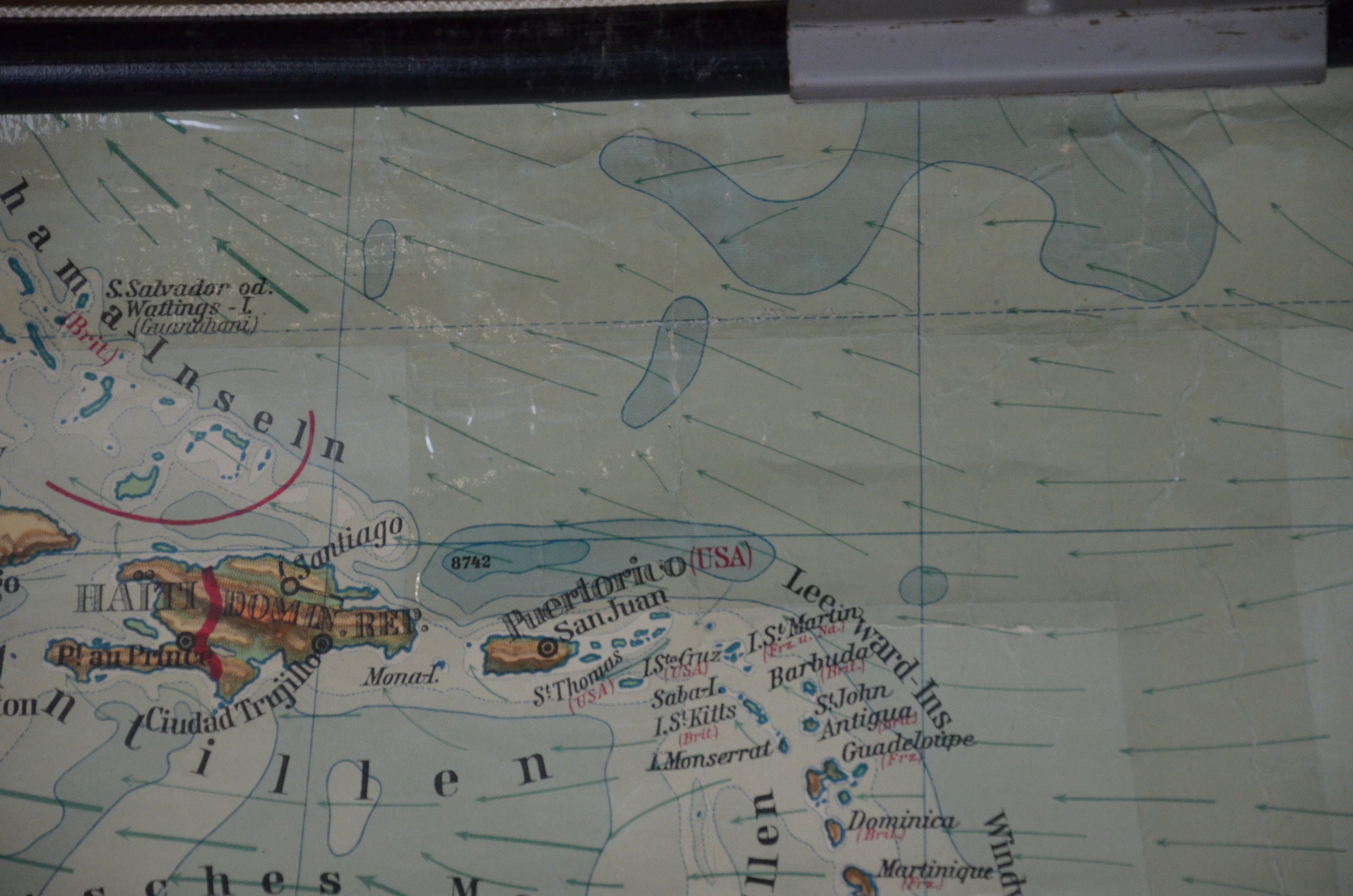 Antique Map of Middle & South America: Original Vintage 1950s German ...