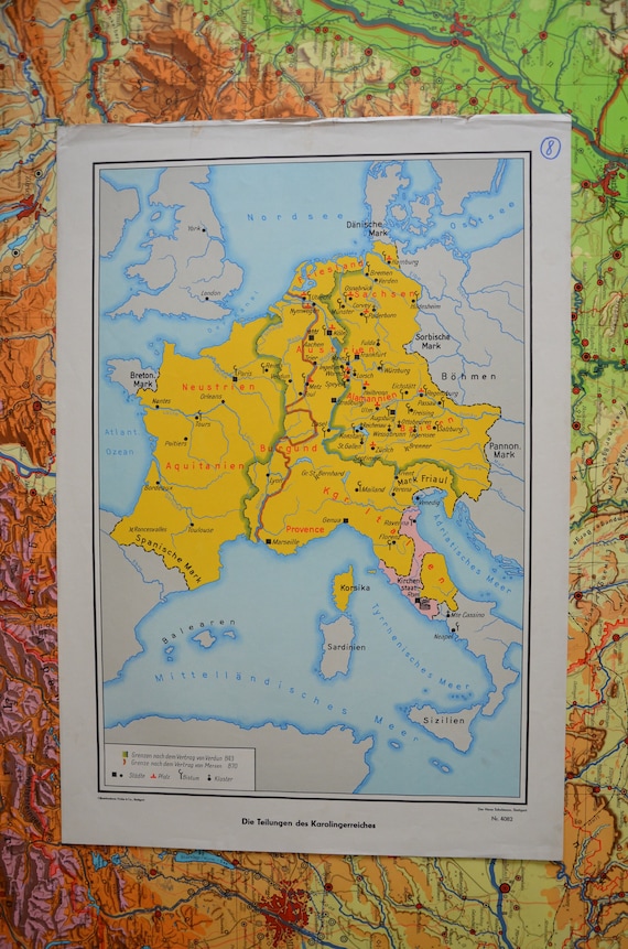 Map of the Carolingian Empire: Original Vintage 1960s German - Etsy