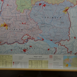 Large Classroom Map of Baden-württemberg, Germany: Original Vintage ...