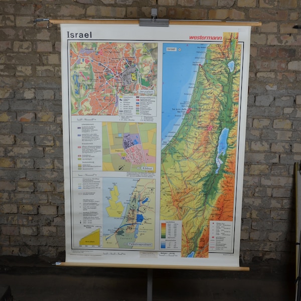 Large Wall Map of Israel - Etsy