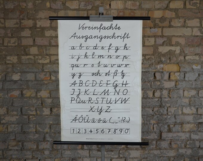 Cursive Latin Alphabet: Original Vintage 1970s Small School Wall Chart ...