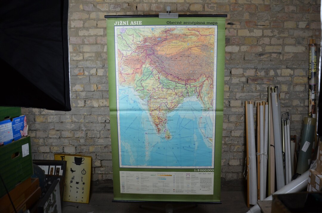 Topographic Map of India, Central Asia: Large Original Vintage 1970s ...