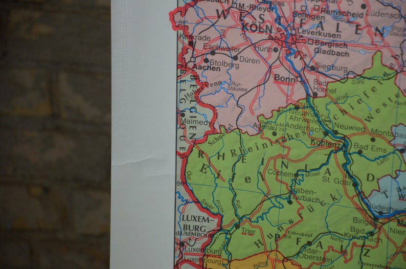 1992 Map of Reunited Germany Länder: Original Vintage 1990s - Etsy