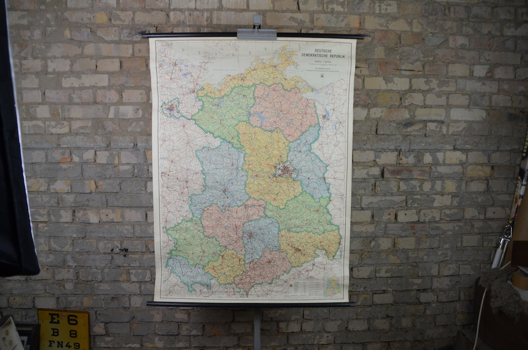 Wall Map of East Germany, DDR: Original Vintage 1950s German ...