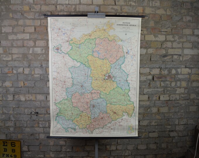 Wall Map of East Germany, DDR: Original Vintage 1950s German ...
