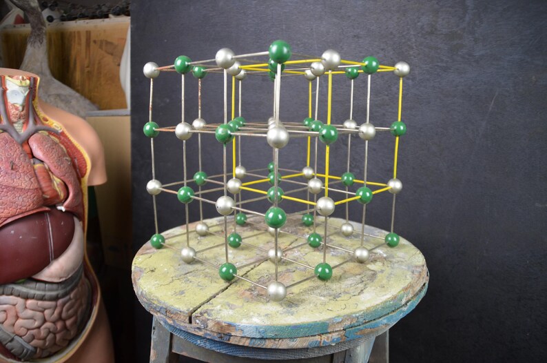 Sodium Chloride Crystal Lattice Model: Rare EARLY Original 1930s Czech ...