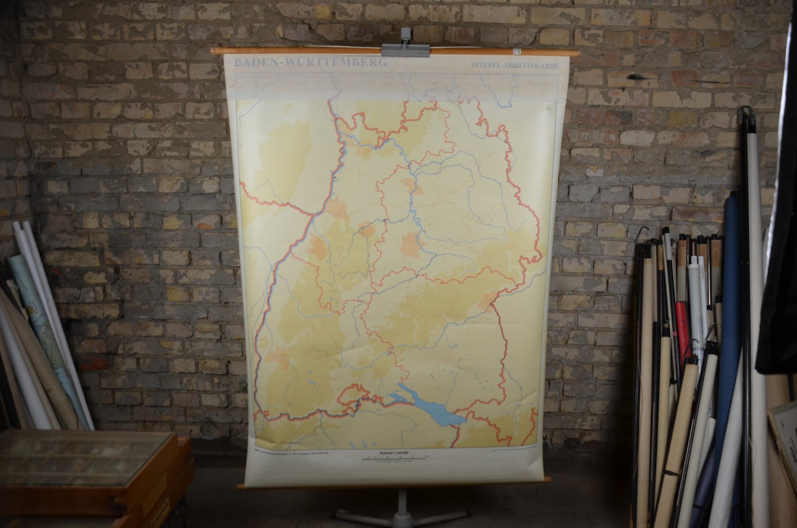 Large Classroom Map of Baden-württemberg, Germany: Original Vintage ...