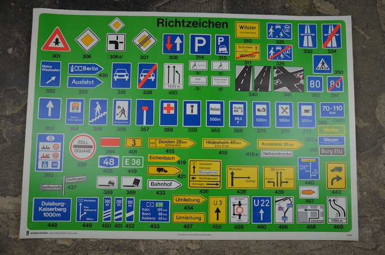 1970s Road Signs, Autobahn, Germany: Original Vintage Large School Wall ...