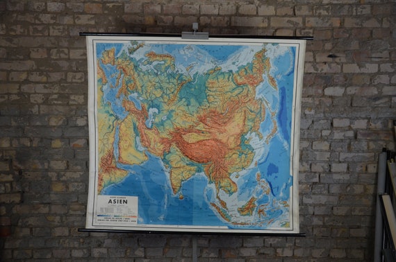 Large Vintage Map of Asia: Original Vintage Austrian 1950s - Etsy