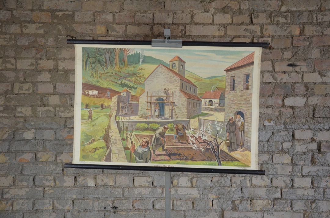 Medieval European Monastery, Monks: Original Vintage 1950s German ...