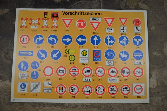 1970s Warning Road Signs Autobahn Germany: Original Vintage | Etsy