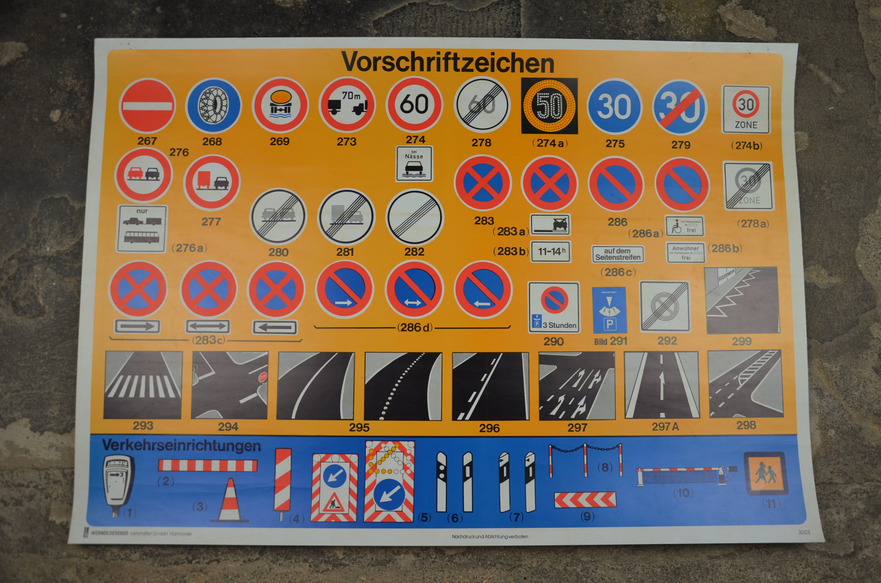 Road Signs, Autobahn, Germany: Original Vintage 1970s School Wall Chart ...