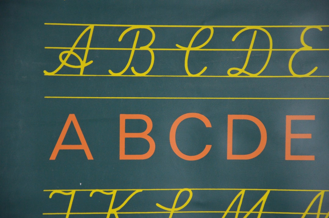 Cursive & Print Alphabet, German Language, Letters: Original Vintage ...
