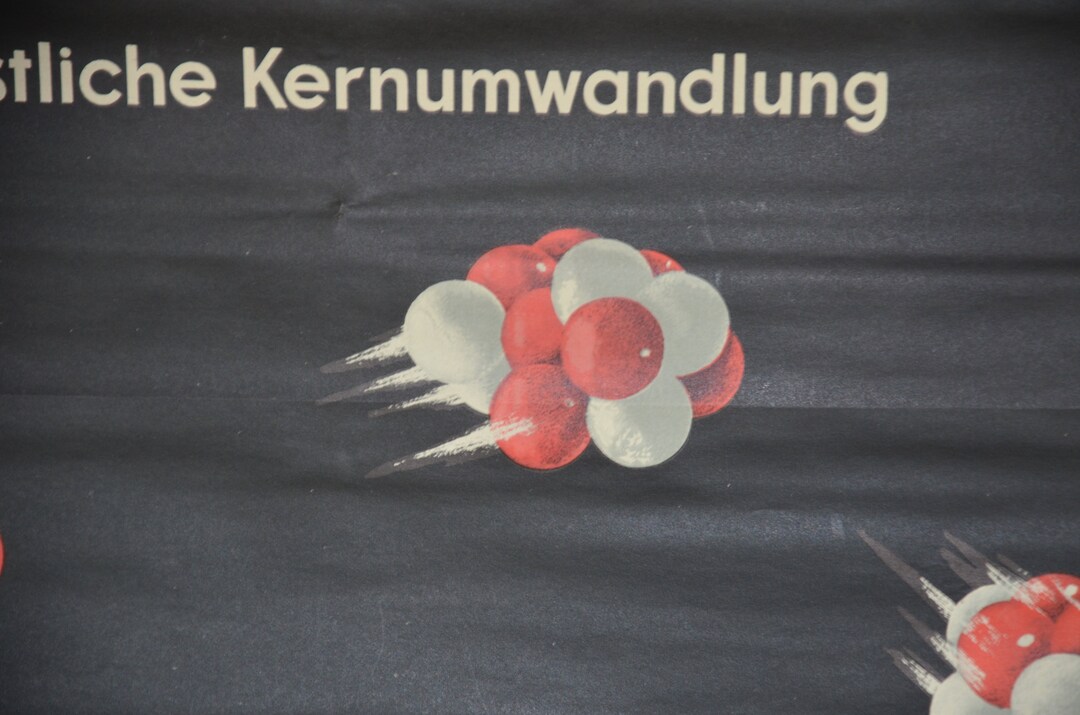 Atom Nuclei: Original Vintage 1960s German Educational Poster School ...
