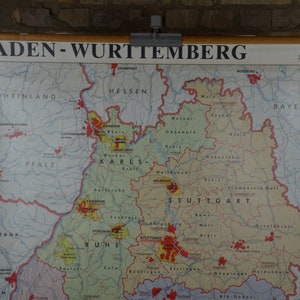 Large Classroom Map of Baden-württemberg, Germany: Original Vintage ...