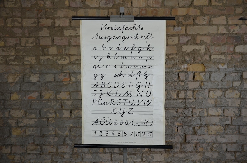 Cursive German Alphabet, Letters: Original Vintage 1970s Small School ...