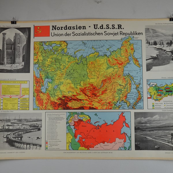 Large Wall Map Soviet Union - Etsy