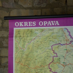 Okres district Opava, Huge 1980s Map: Original Vintage Czech ...