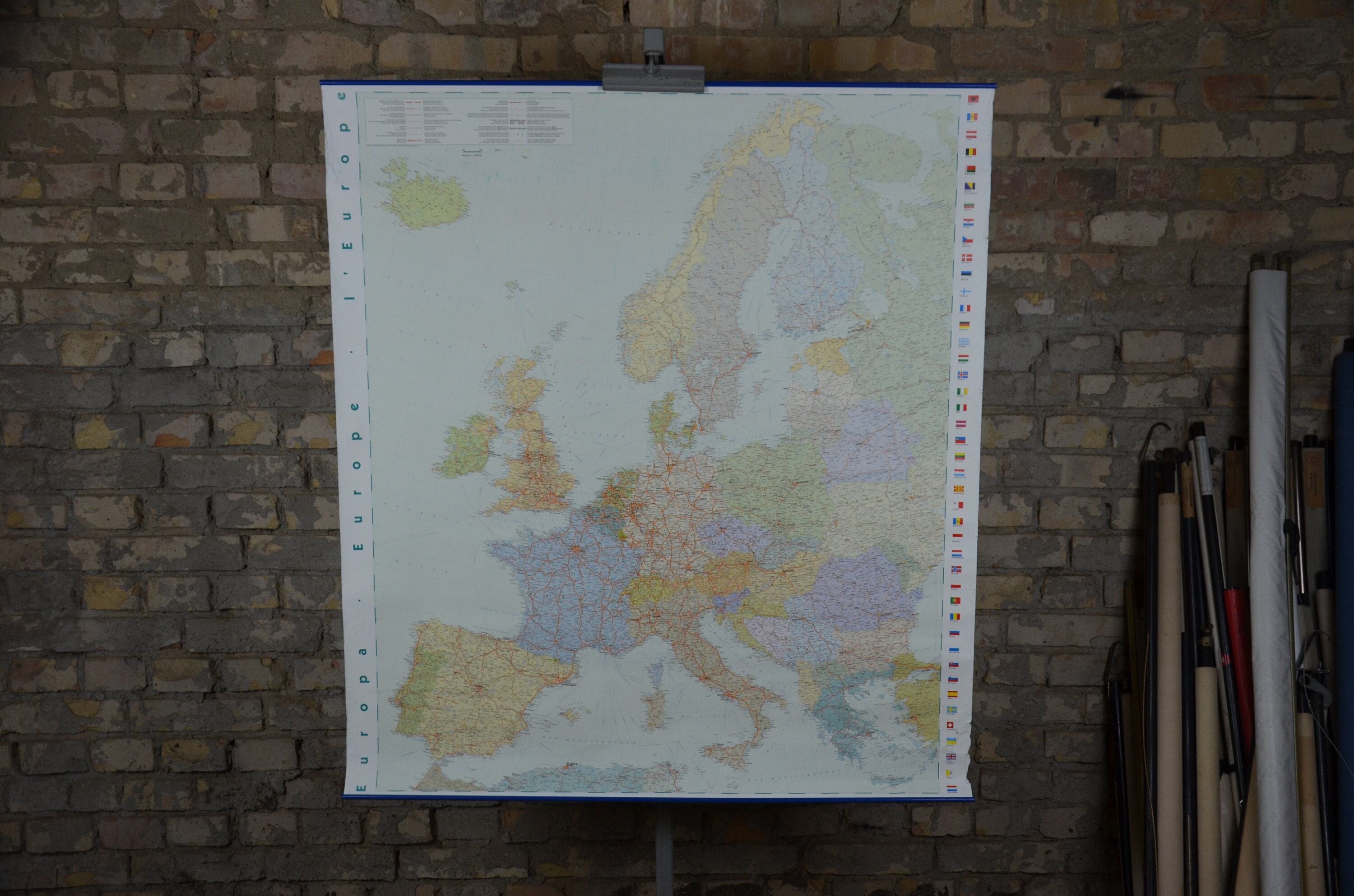 Large Highway Map of Europe: Original Vintage 1990s Educational Poster ...