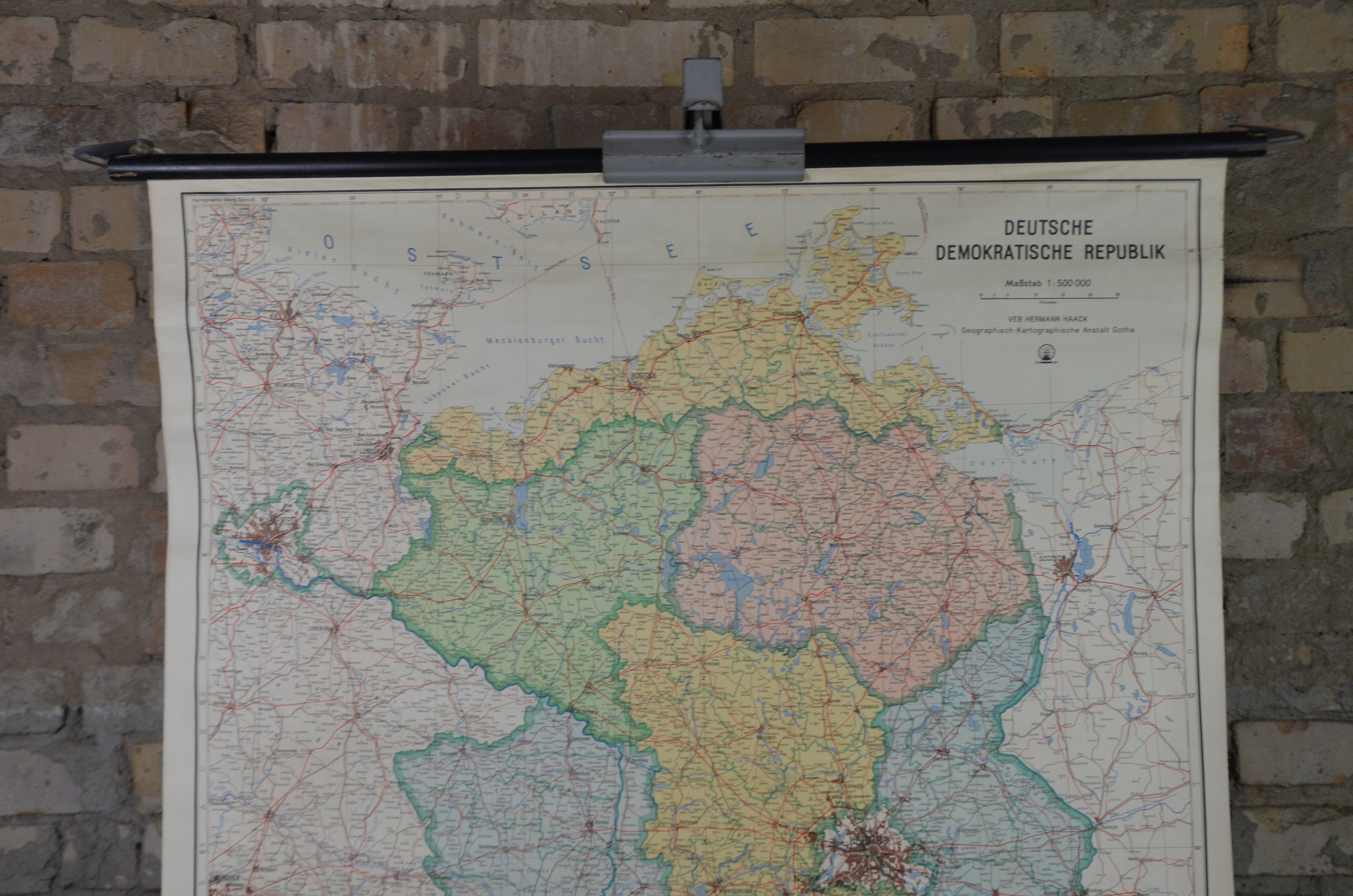 Wall Map of East Germany, DDR: Original Vintage 1950s German ...