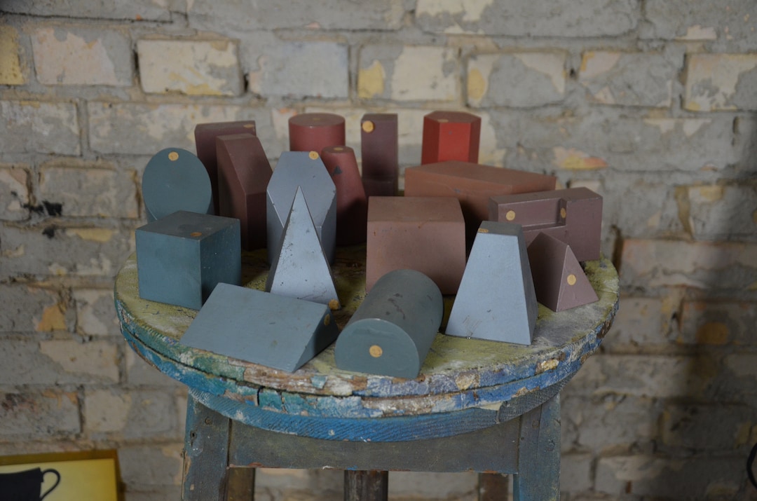Exceptional Set of 17 Antique Geometry Classroom Models, Metal ...