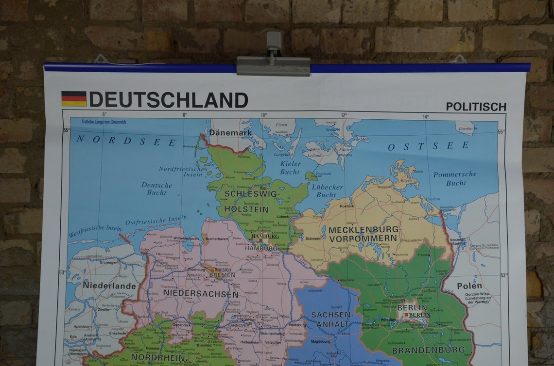 Topgraphic / Political Map of Germany: Original Vintage 2000s - Etsy