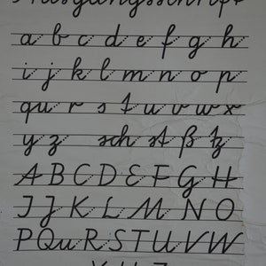Cursive German Alphabet, Letters: Original Vintage 1970s Small School ...
