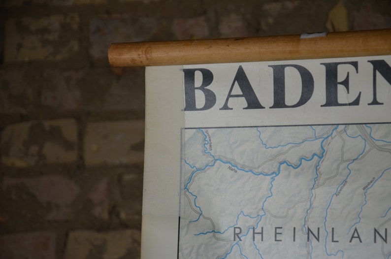 Large Classroom Map of Baden-württemberg, Germany: Original Vintage ...