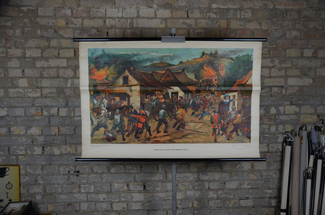 Pillaging of a Village, 30-years-war: Original Vintage 1950s German ...
