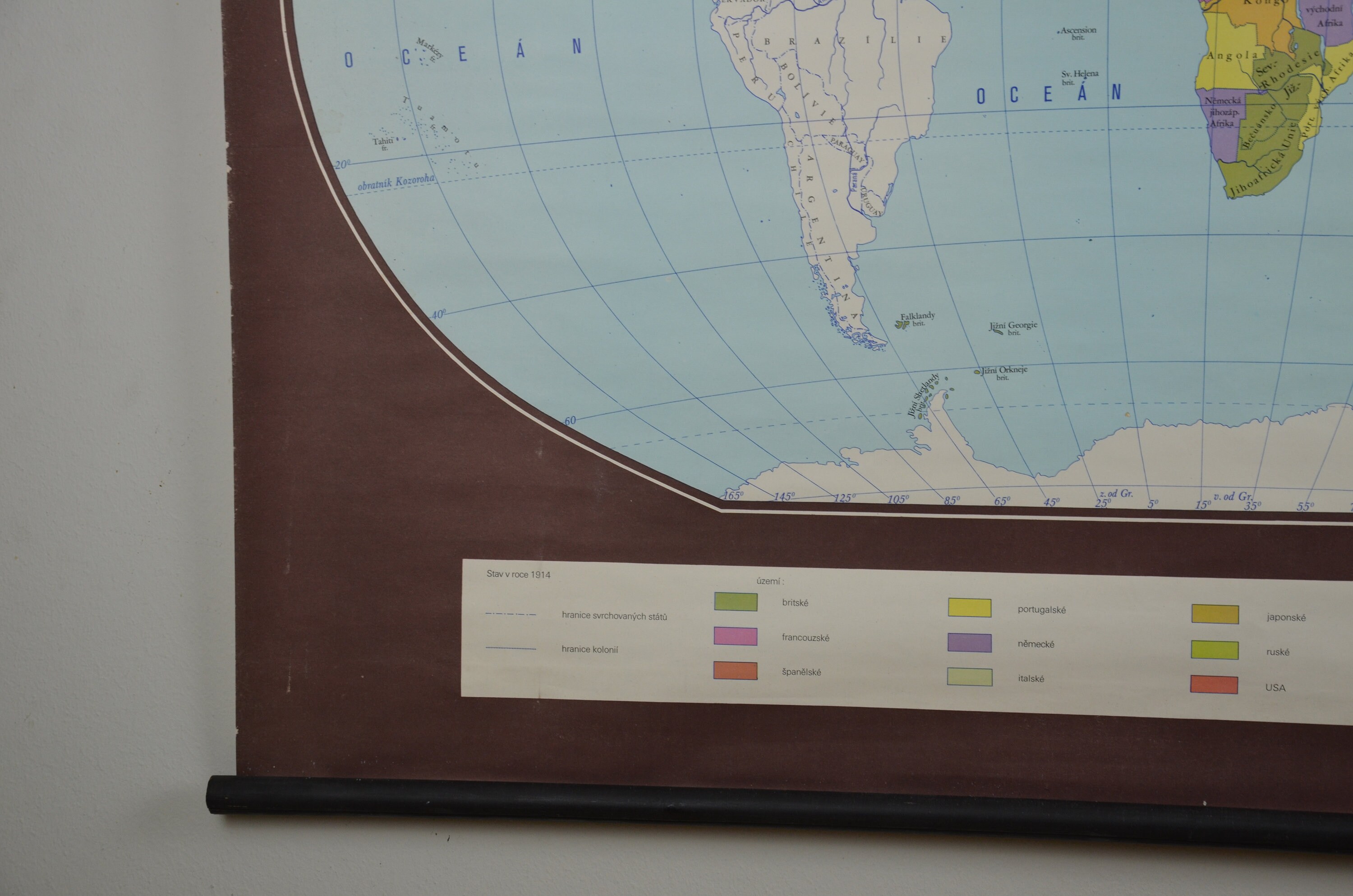 Large Map of the World; Colonies: Original Vintage 1980s Czech ...