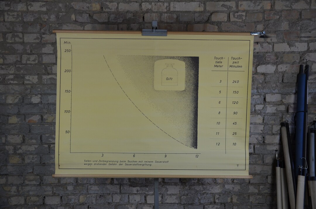 Oxygen Poisoning Graph: Original Vintage 1960s German Medical ...