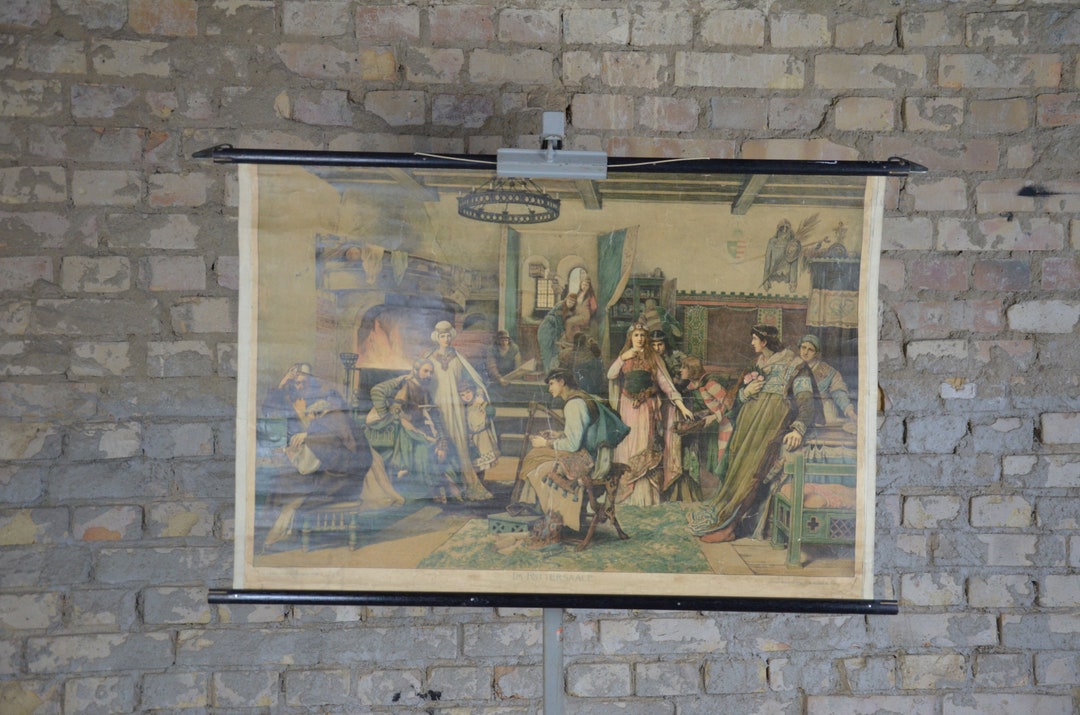 Knights' Hall, Medieval Castle: Original Antique 1920s German School ...