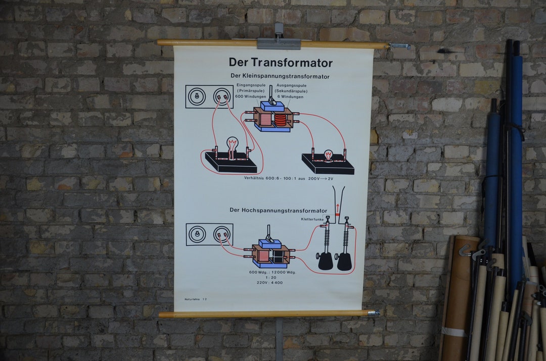 Electric Transformer: Original Vintage German 1970s Educational Poster ...