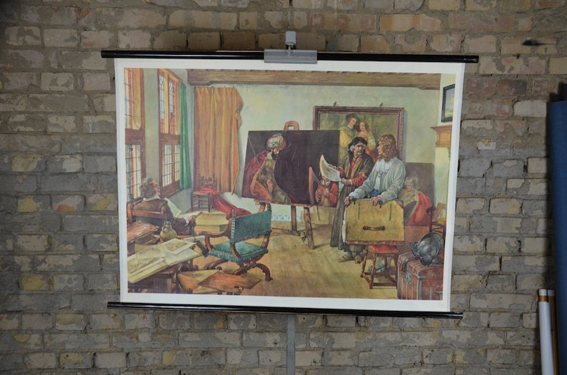 Rembrandt Van Rijn in His Workshop: Original Vintage 1960s German ...