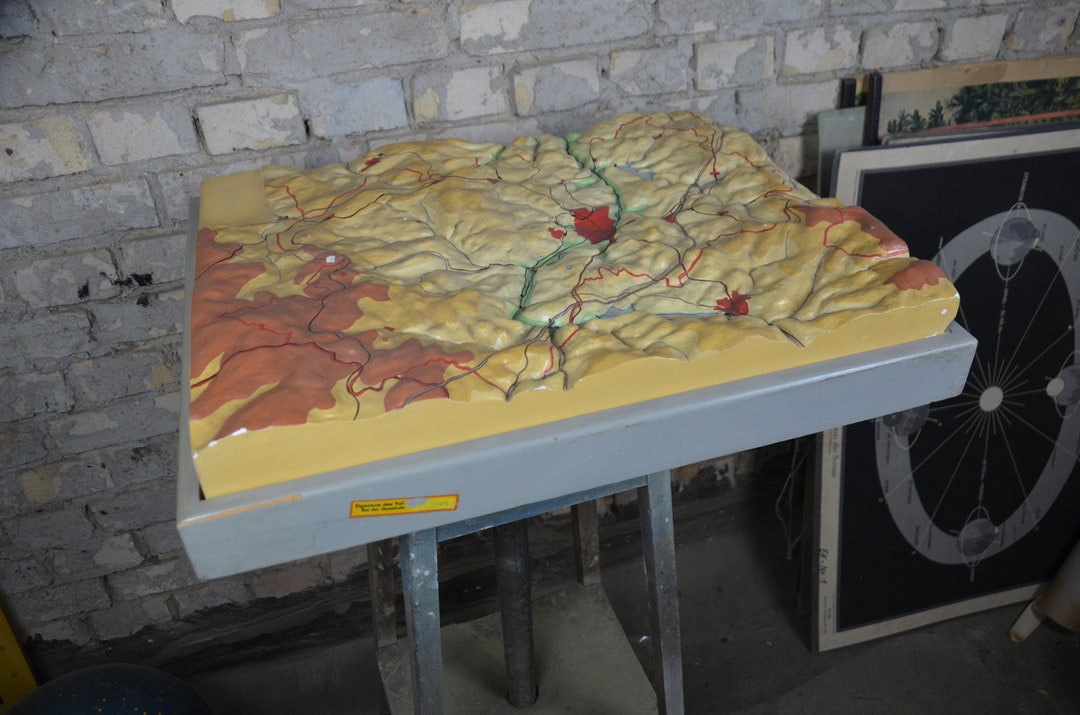 Geographic Relief, Geology: Exceptional Original Vintage 3D Map Antique ...