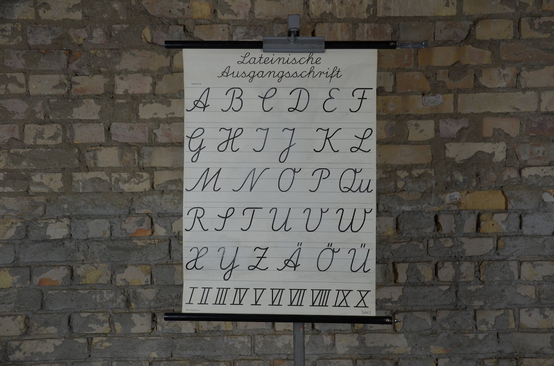 Cursive Alphabet, German Language: Original Vintage 1950s Small School ...