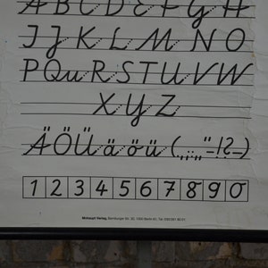 Cursive German Alphabet, Letters: Original Vintage 1970s Small School ...