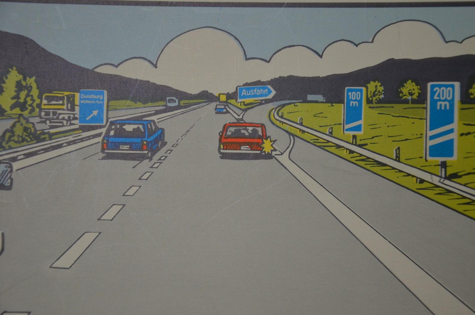 Original Vintage Early 1970s School Wall Chart German Cars the Autobahn ...