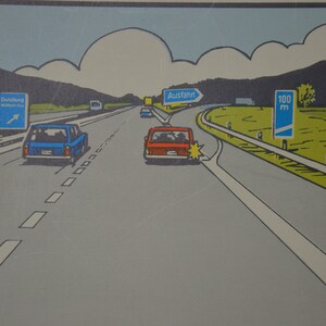 Original Vintage Early 1970s School Wall Chart German Cars the Autobahn ...